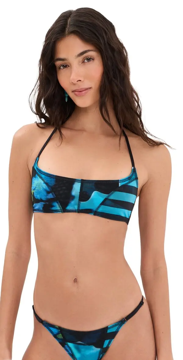 Staud Laird Mesh Bikini Top - Blue Haze Multi