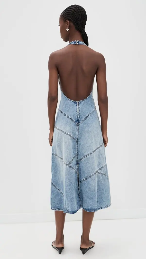 EB DENIM Delphi Pieced Halter Midi Dress