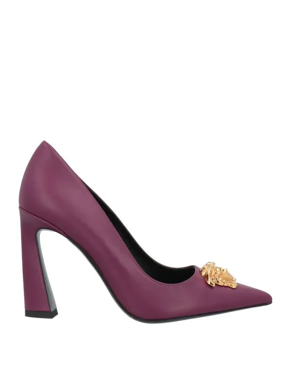 Versace Leather Pointed Toe Pumps With Appliqués