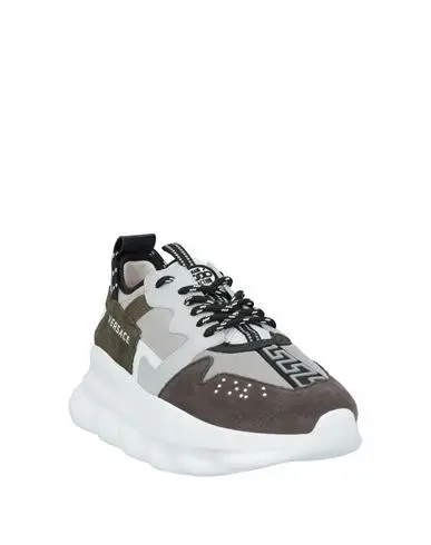 Versace Sneakers In Textile Fibers And Leather - Grey