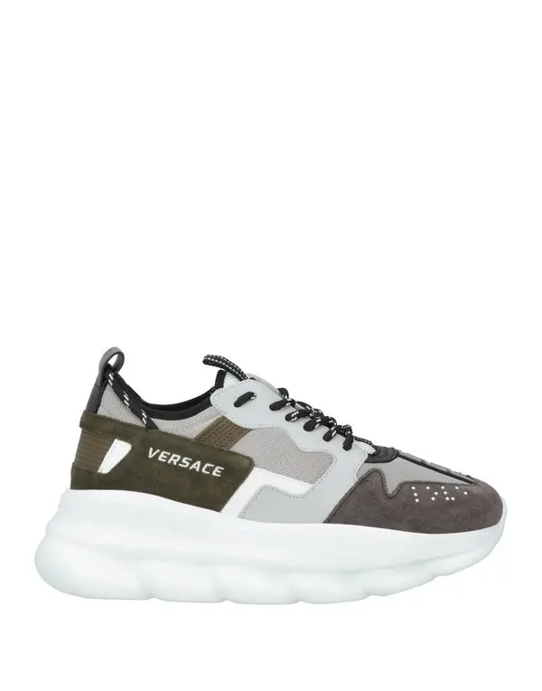 Versace Sneakers In Textile Fibers And Leather - Grey