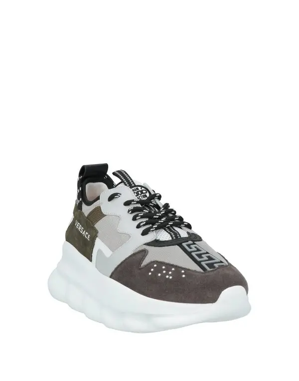 Versace Sneakers In Textile Fibers And Leather - Grey