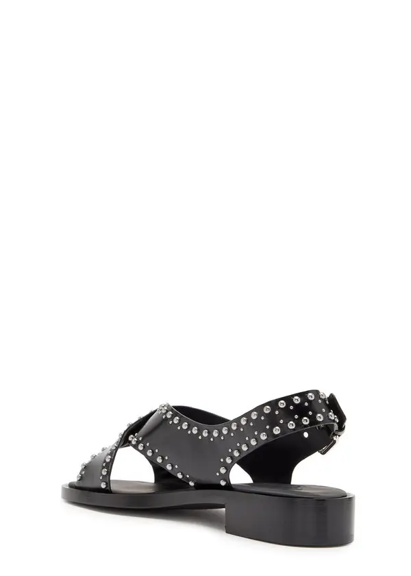 Church's Stud-embellished Glossed Leather Sandals - Black