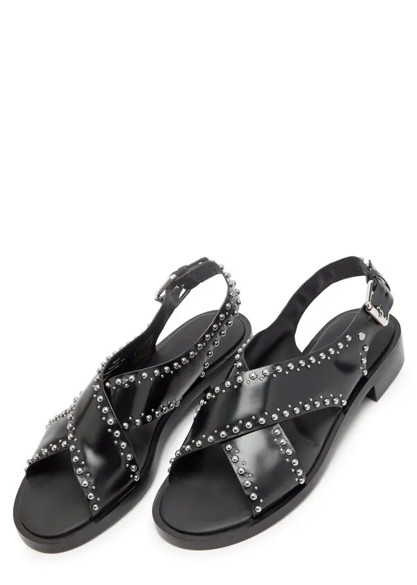 Church's Stud-embellished Glossed Leather Sandals - Black