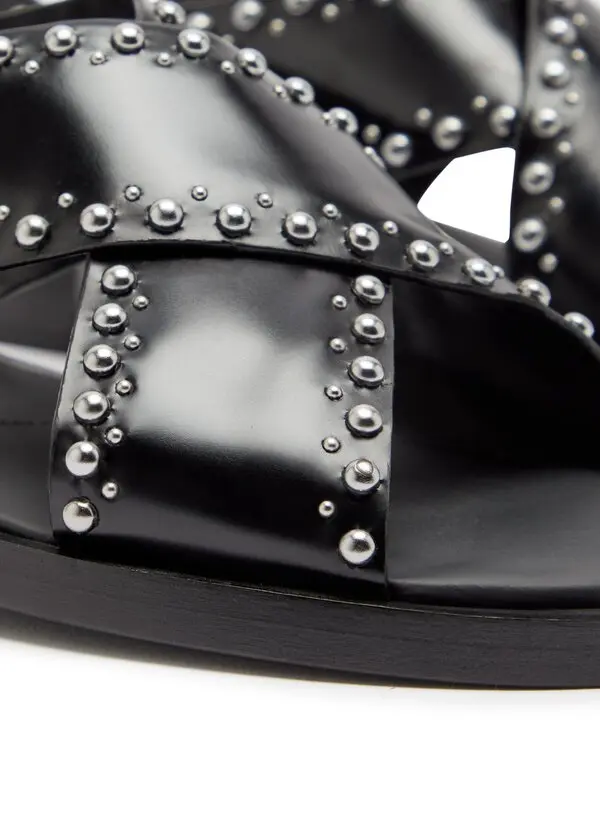 Church's Stud-embellished Glossed Leather Sandals - Black