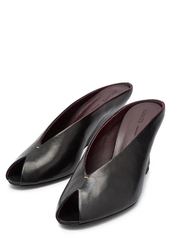 Khaite Cloak 75 Leather Mules - Black