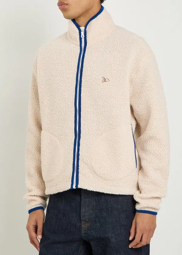 DRAKE'S Logo-embroidered Bouclé Jacket - Ecru