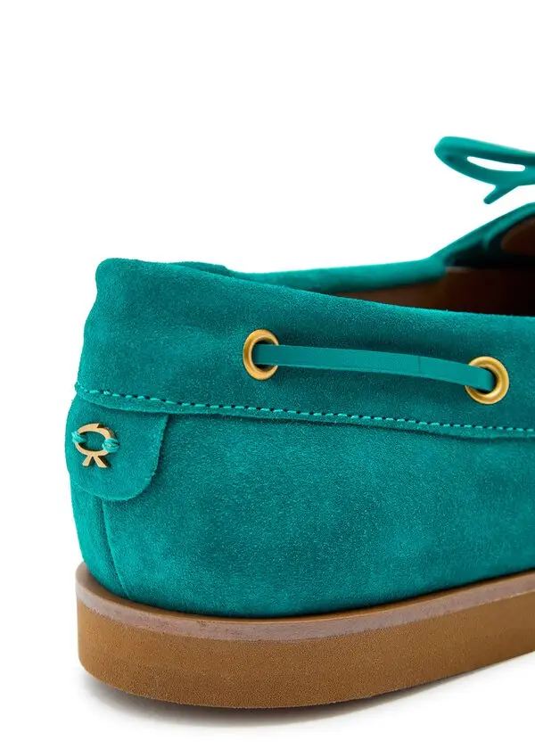 GIANVITO ROSSI Suede Lace-up Boat Shoes - Teal