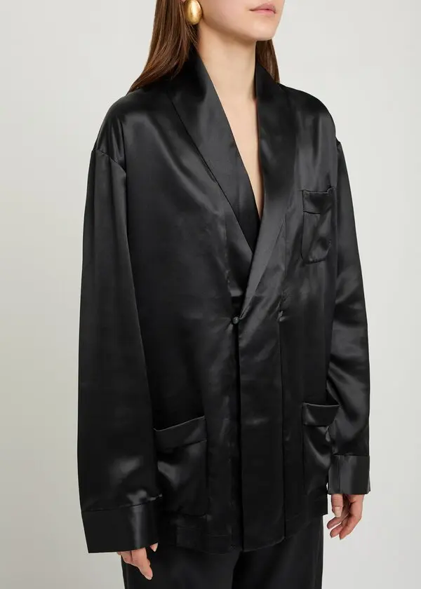 DELOS Gilbert Double-breasted Silk Jacket - Black