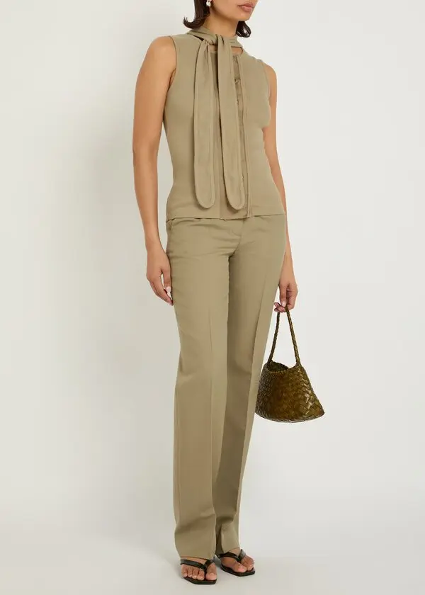 LEMAIRE Scarf-effect Cotton-blend Top - Sage