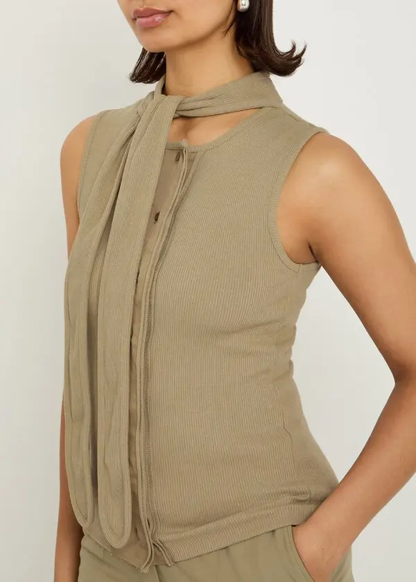 LEMAIRE Scarf-effect Cotton-blend Top - Sage
