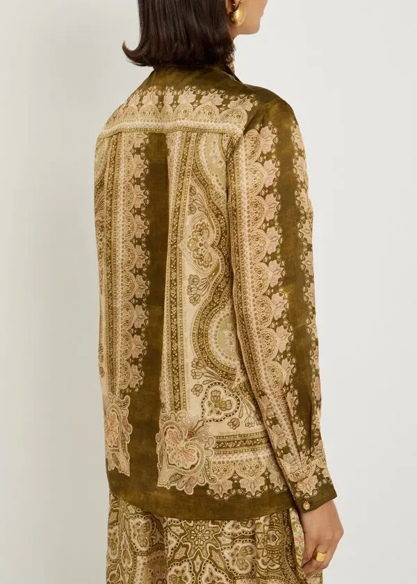 Zimmermann Printed Silk Shirt - Olive