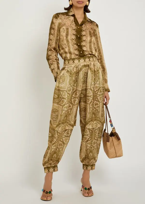 Zimmermann Printed Silk Shirt - Olive