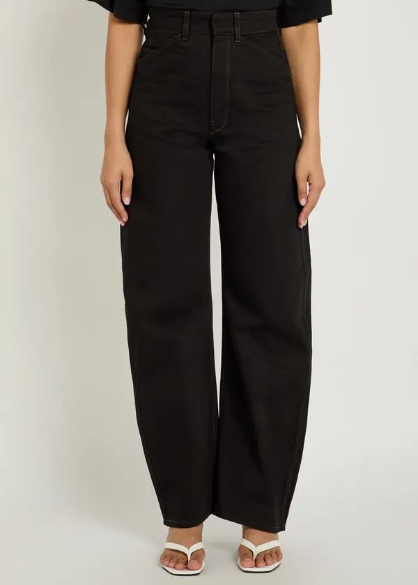 LEMAIRE High-rise Barrel-leg Denim Jeans - Black