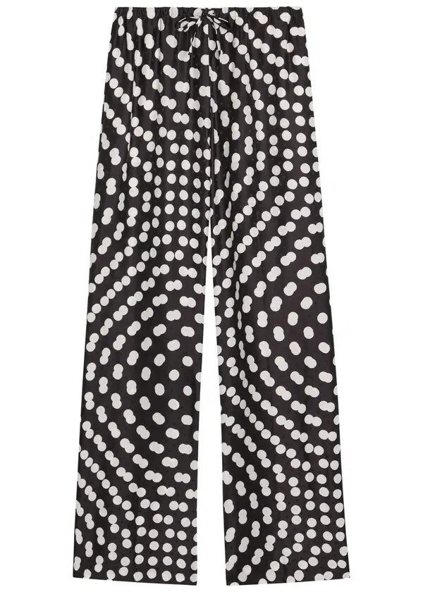 Dries Van Noten Printed Silk-satin Trousers - Black