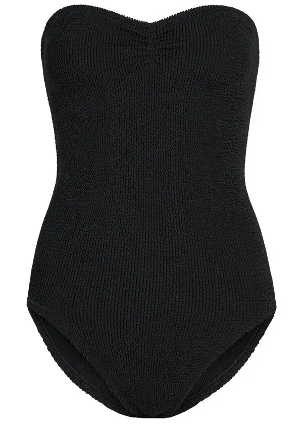 Hunza G Brooke Strapless Crinkle Swimsuit - Black