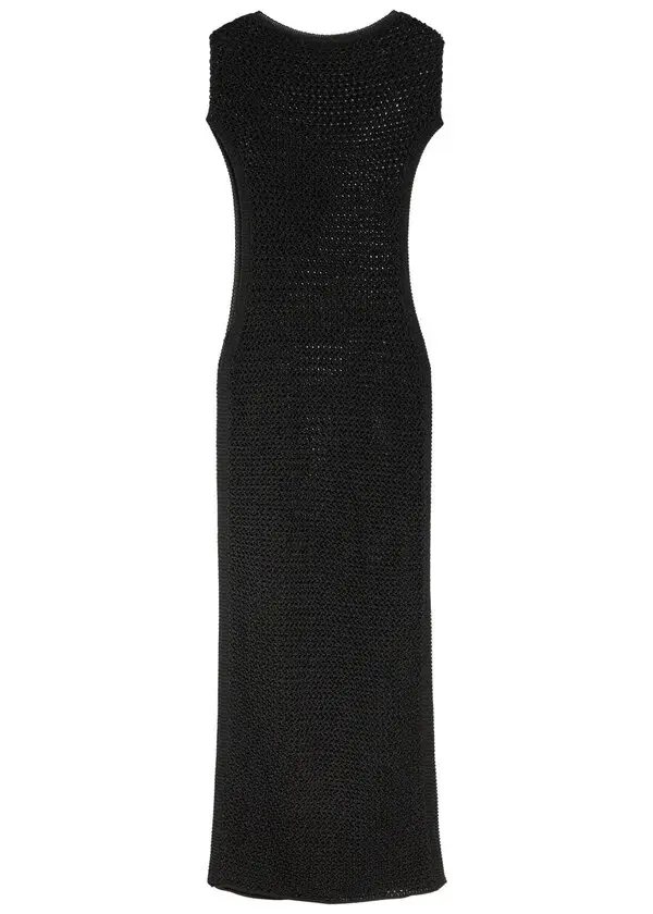 DELOS Lyra Open-knit Maxi Dress - Black