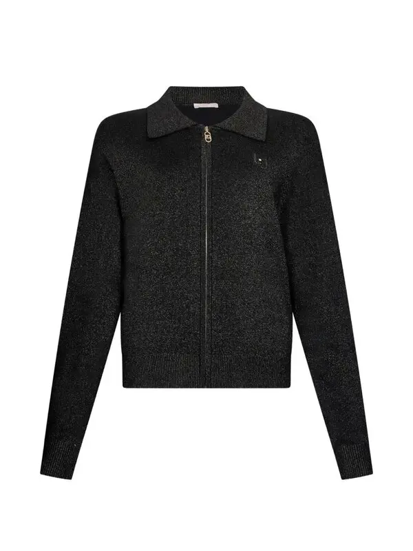 Liu Jo Lurex Zip-up Collared Sweater