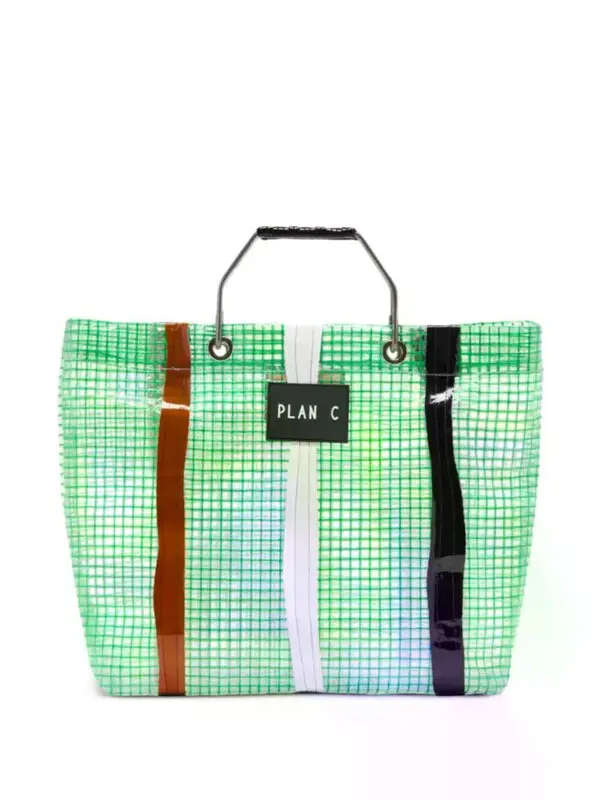 Plan C Striped Grid Tote Bag