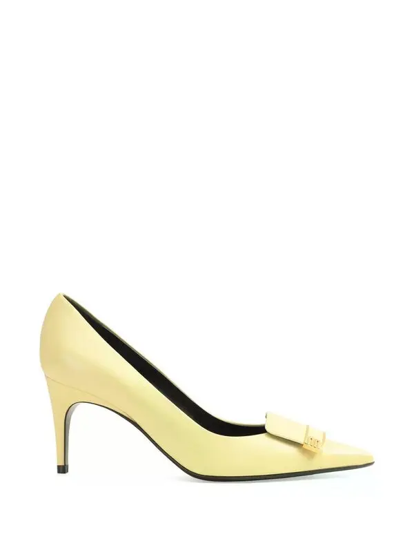 SERGIO ROSSI Pointed Leather Pumps - Yellow