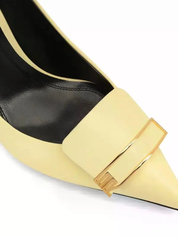 SERGIO ROSSI Pointed Leather Pumps - Yellow