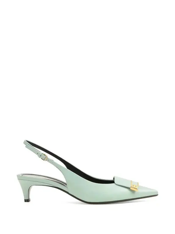 SERGIO ROSSI Logo-plaque Point-toe Pumps - Blue
