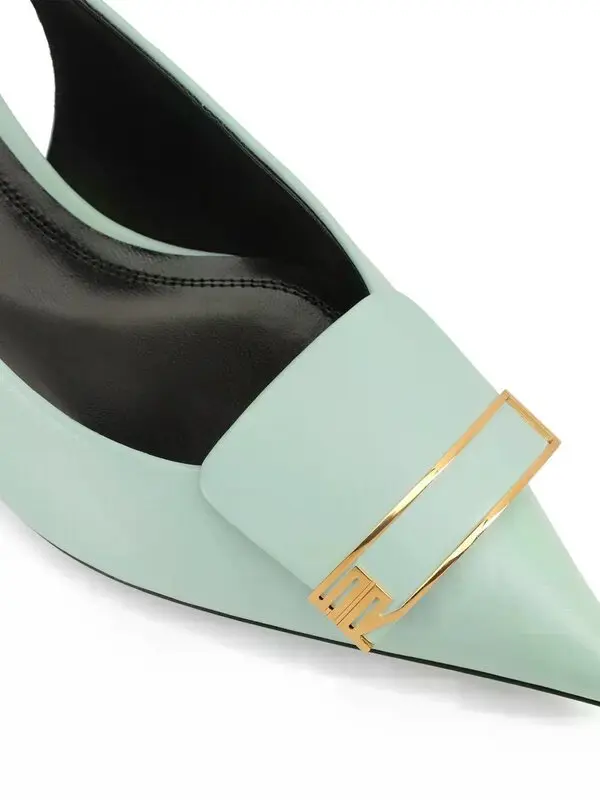 SERGIO ROSSI Logo-plaque Point-toe Pumps - Blue