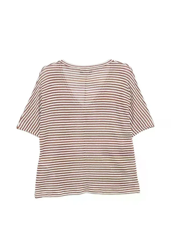 Peuterey Striped V-neck T-shirt - Brown