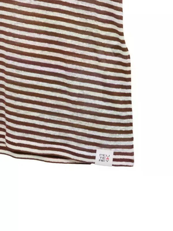Peuterey Striped V-neck T-shirt - Brown