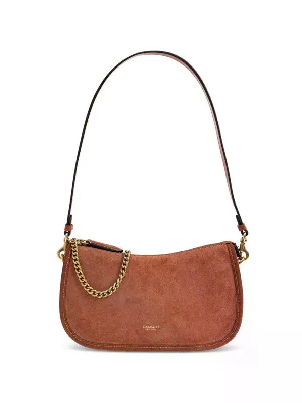 COACH Waverly Suede Chain-link Shoulder Bag - Brown