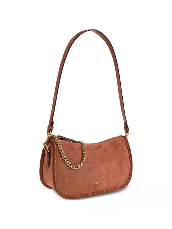 COACH Waverly Suede Chain-link Shoulder Bag - Brown