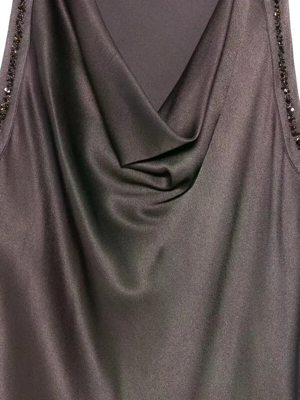 Antonelli Firenze Becky Embellished Cowl-neck Blouse - Brown