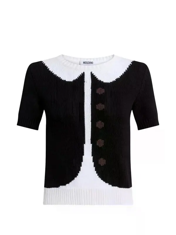 Moschino Collared Cotton Top - Black