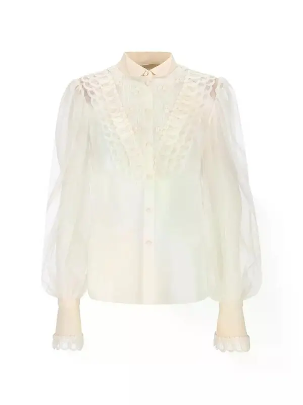 Valentino Garavani Embroidered Organza Shirt - Neutrals