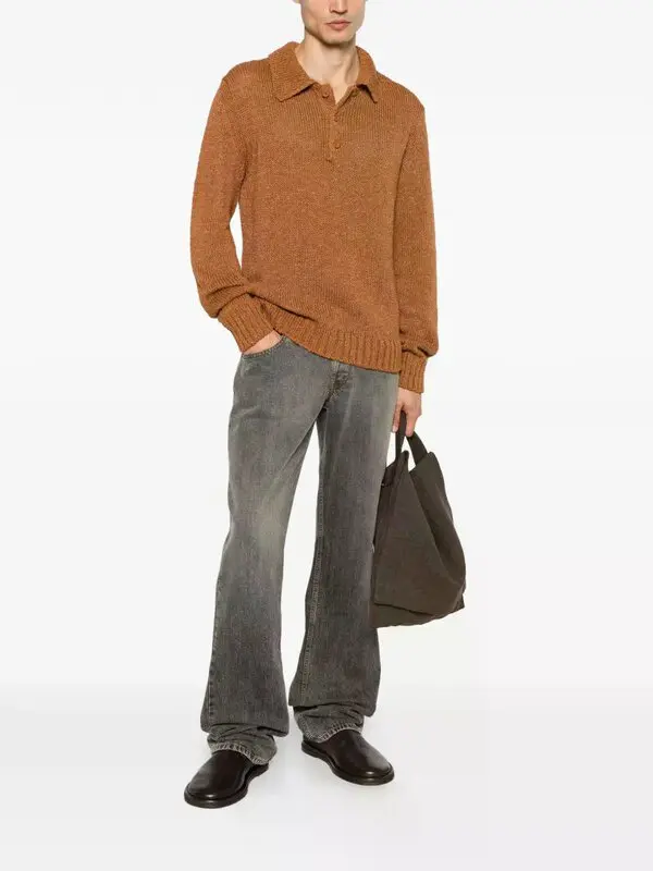 SUNFLOWER Half-button Polo Shirt - Brown