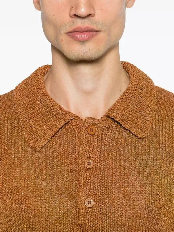 SUNFLOWER Half-button Polo Shirt - Brown