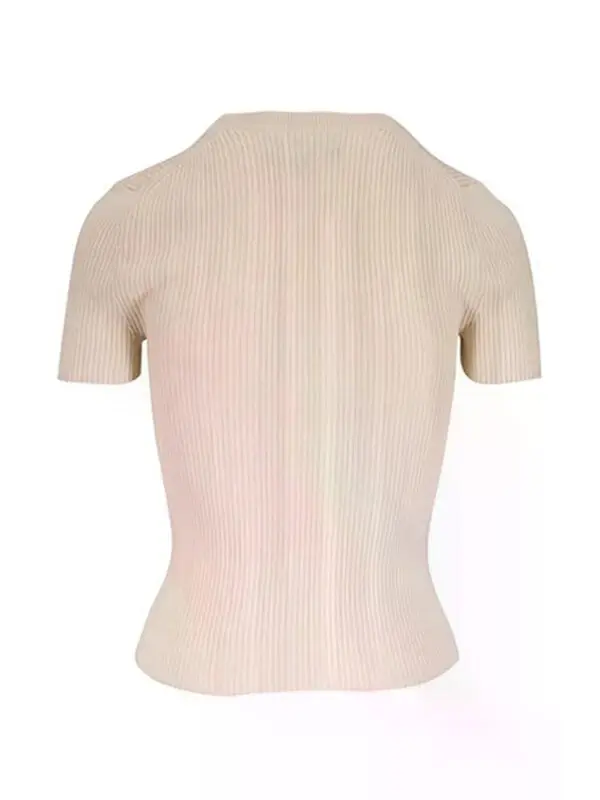 NILI LOTAN Italia Ribbed V-neck T-shirt - Neutrals