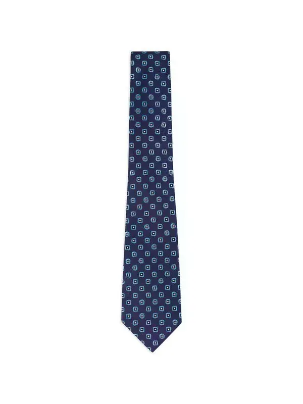 Zegna Geometric Patterned Neck Tie - Blue