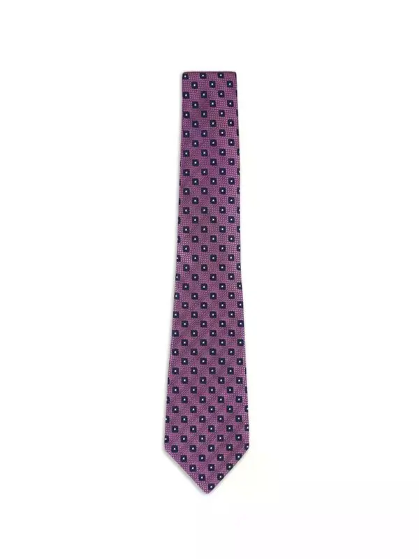 Zegna Geometric Silk Neck Tie - Purple