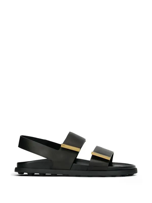 TOD'S Metallic Leather Sandals - Black