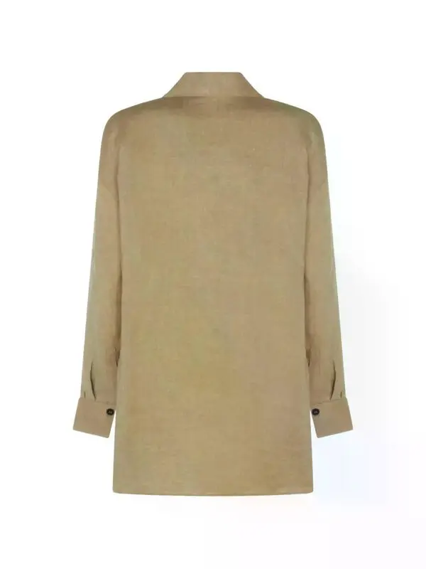 Antonelli Firenze Fringed Button Down Shirt - Neutrals
