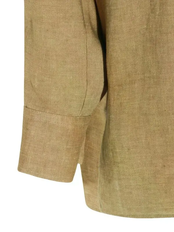Antonelli Firenze Fringed Button Down Shirt - Neutrals