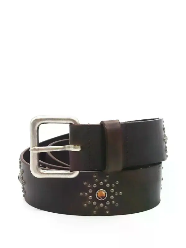 HTC LOS ANGELES Studded Leather Belt - Brown