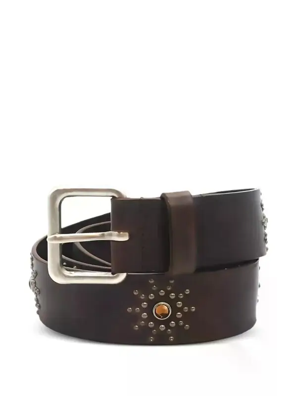 HTC LOS ANGELES Studded Leather Belt - Brown