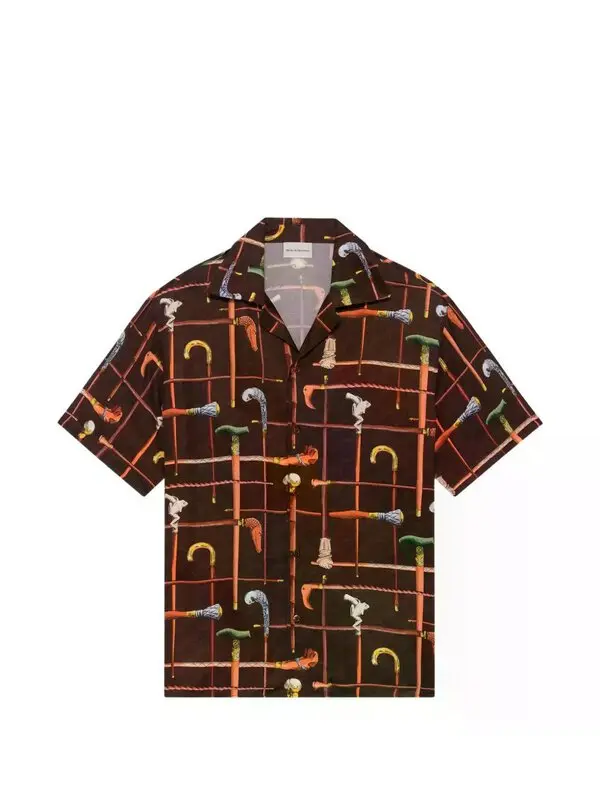 Drole De Monsieur Spread-collar Print Shirt - Brown