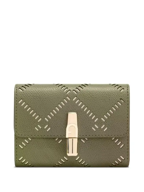 Furla Iride Compact Perforated Wallet - Green