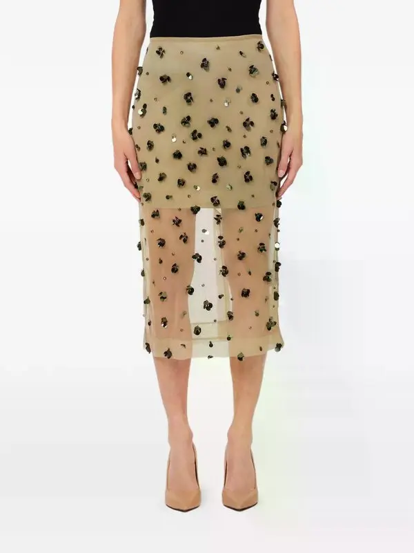 Liu Jo Floral Embellished Midi Skirt - Neutrals