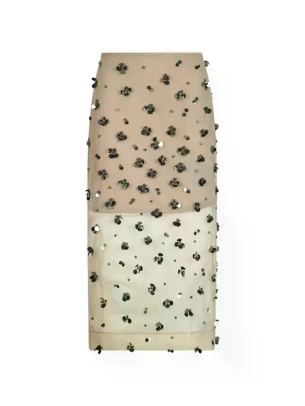 Liu Jo Floral Embellished Midi Skirt - Neutrals