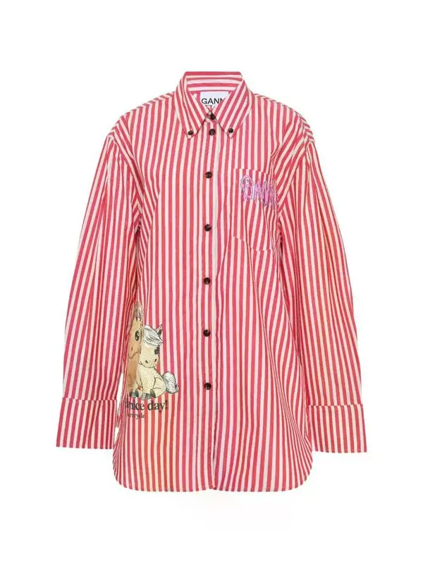 GANNI Striped Cotton Shirt