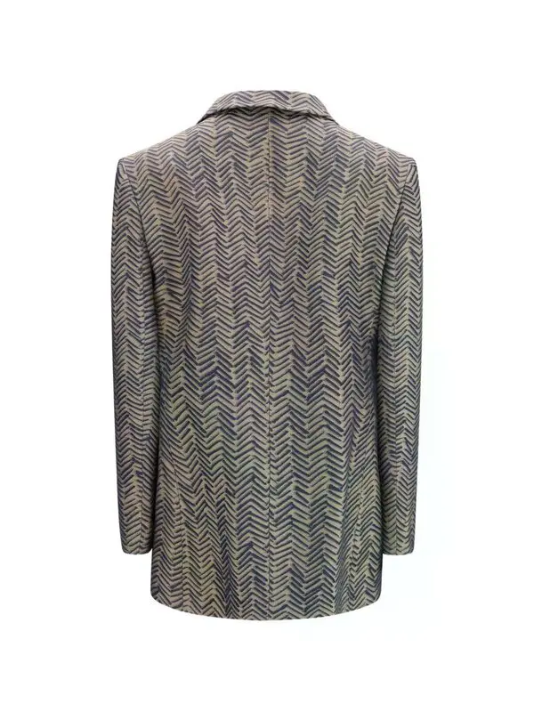 Giorgio Armani Single-breasted Chevron-pattern Jacquard Blazer - Brown
